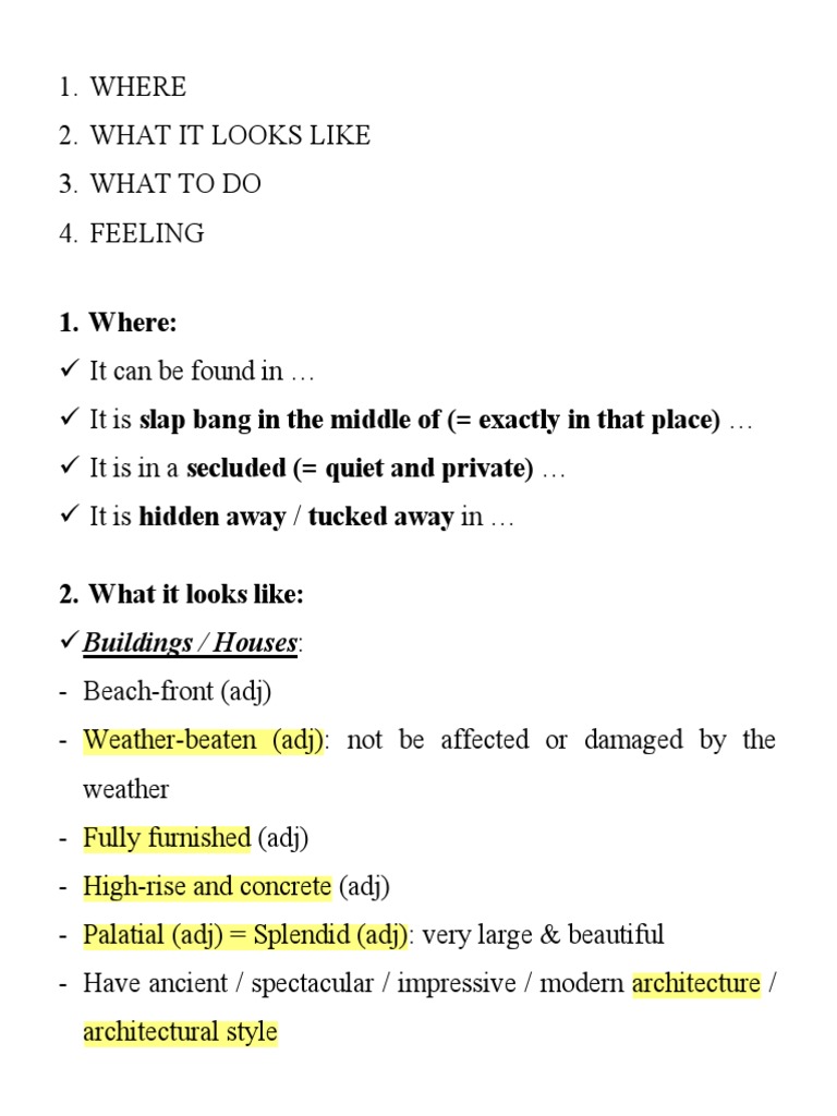 Speaking Part 2 Describing Places | PDF