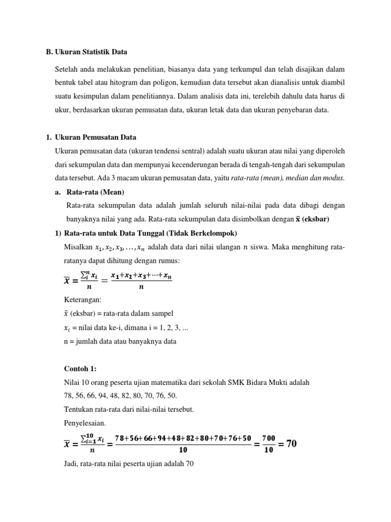 Ukuran Pemusatan Data dan Rata-rata | PDF