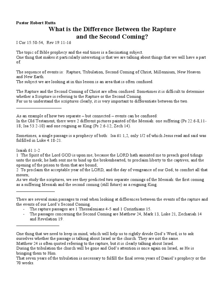 Rapture vs. Second Coming Explained | PDF | Rapture | Second Coming