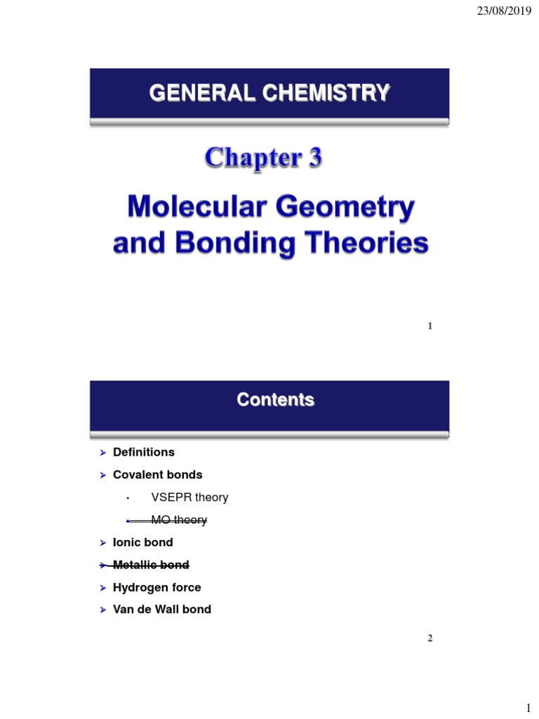General Chemistry: Bonds & Molecular Geometry | PDF | Ion | Ionic Bonding