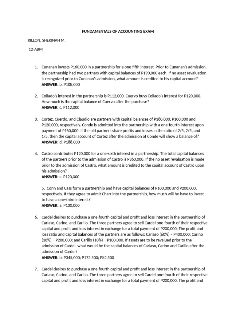 Fundamentals of Accounting Exam | PDF | Investing | Financial Economics