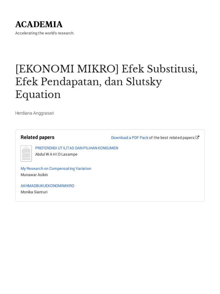 Efek Substitusi, Efek Pendapatan, Slutsky Equation-with-cover-page-V2 | PDF
