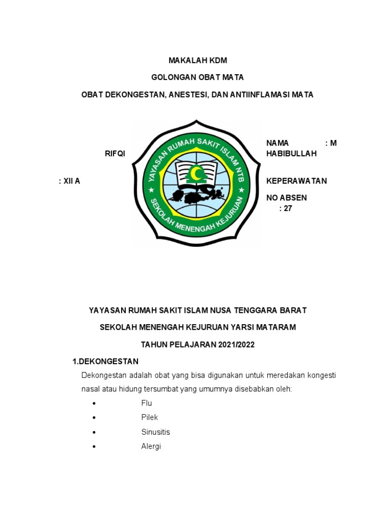 Obat Dekongestan: Jenis dan Penggunaan | PDF | Kesehatan Holistik