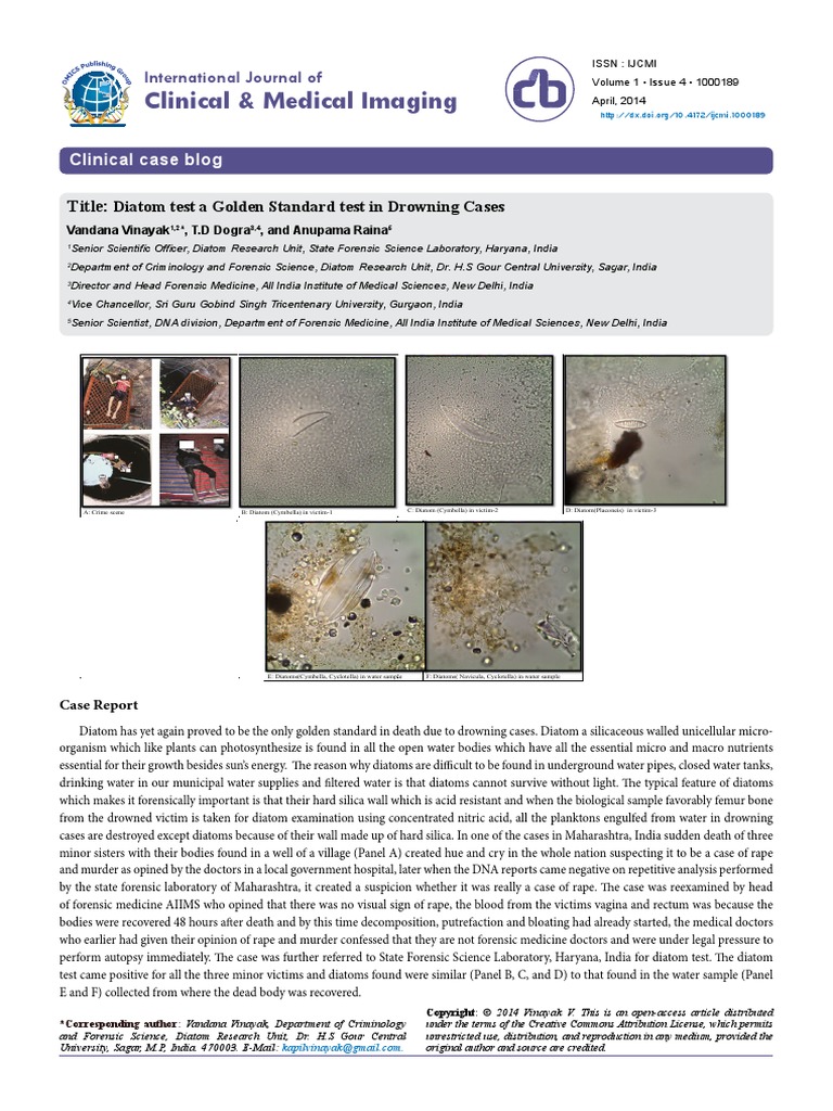 Diatom Test A Golden Standard Test in Drowning Cases | PDF | Forensic ...