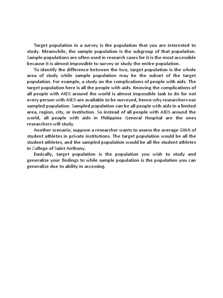 Target and Sample Population | PDF