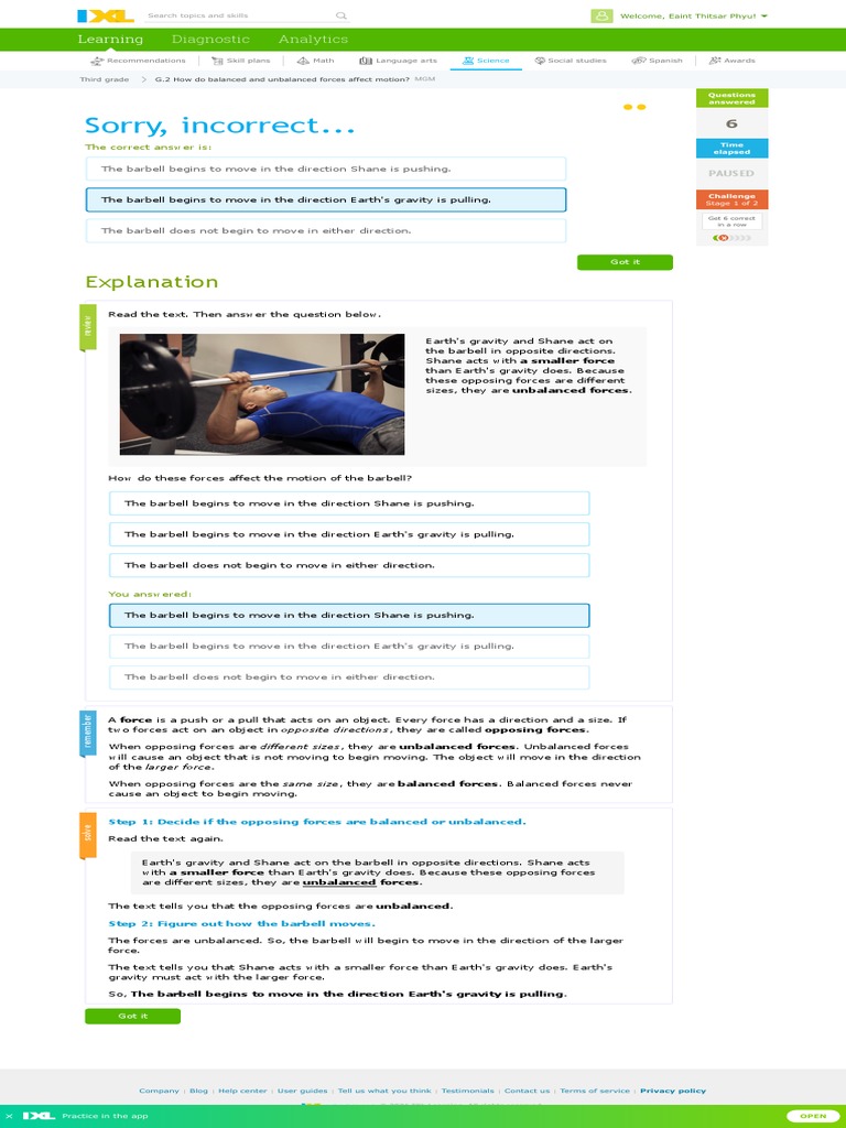 IXL How Do Balanced and Unbalanced Forces Affect Motion 3rd Grade ...