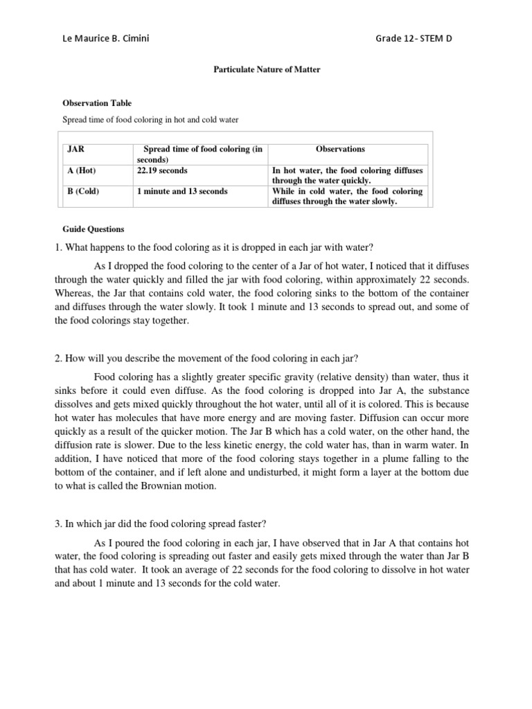 Particulate Nature of Matter | PDF | Matter | Gases
