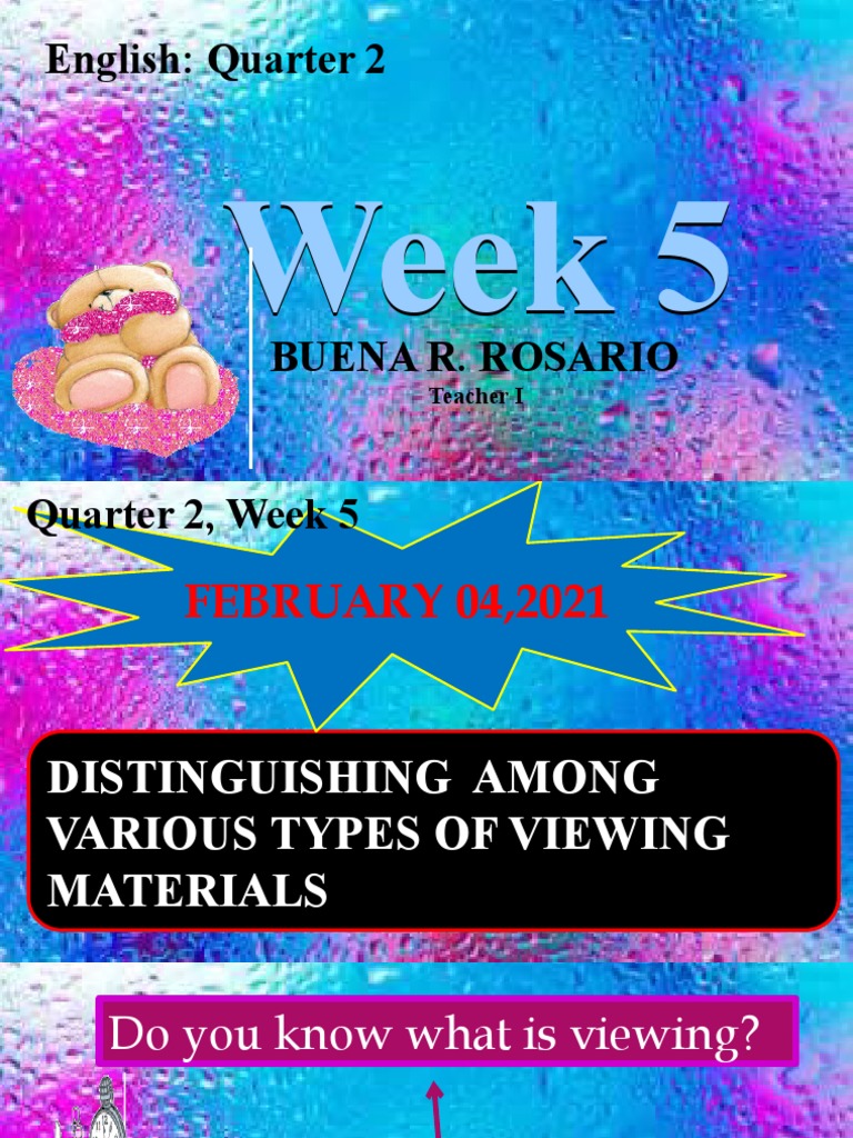 Q2-W5 - Eng-Types of Viewing Materials | PDF | Multimedia | Internet
