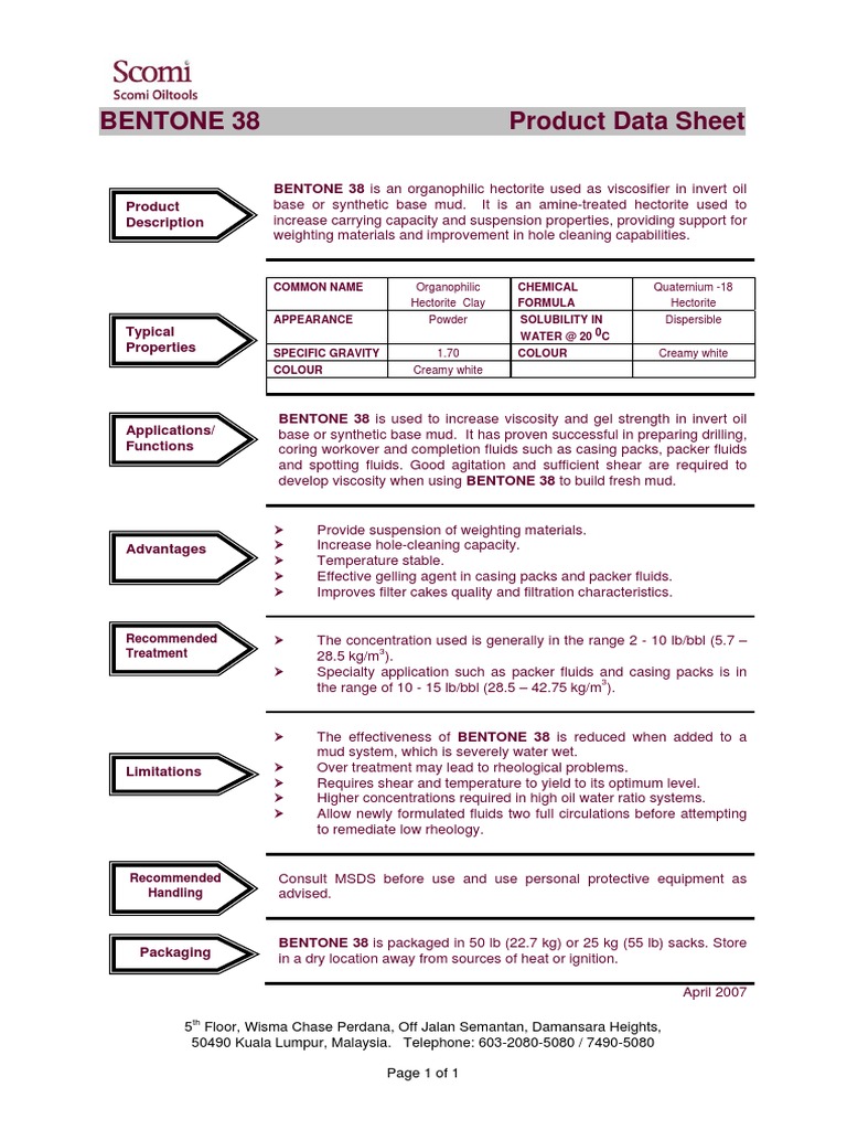 Bentone 38 | PDF | Rheology | Filtration