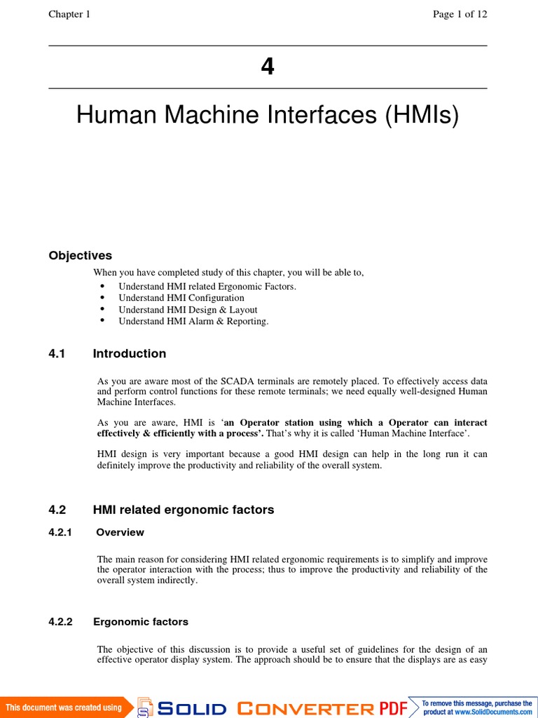 Human Machine Interfaces (Hmis) : Objectives | PDF | User Interface | Page Layout