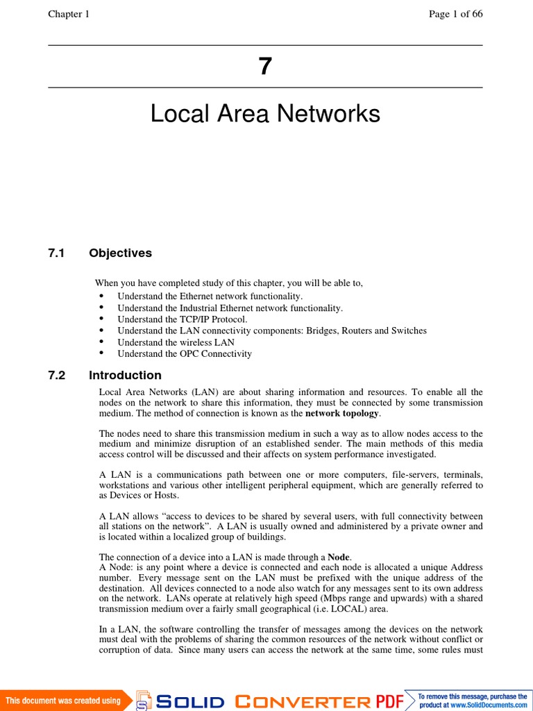 Local Area Networks: 7.1 Objectives | PDF | Ethernet | Network Switch