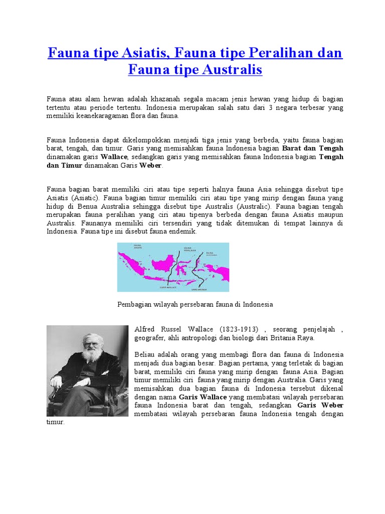 Ciri dan Persebaran Fauna Tipe Asiatis | PDF