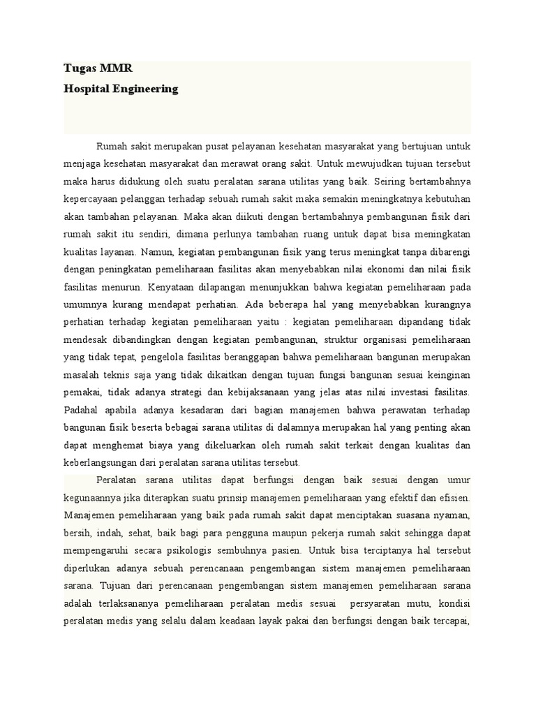 Tugas MMR Hospital Engineering | PDF