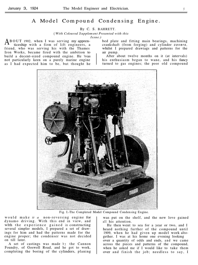 Steam Engine Model Compound Condensing.1924 | PDF | Piston | Screw