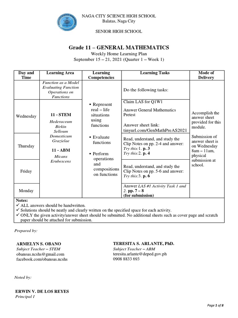 General Mathematics - Module #1 | PDF | Function (Mathematics) | Equations
