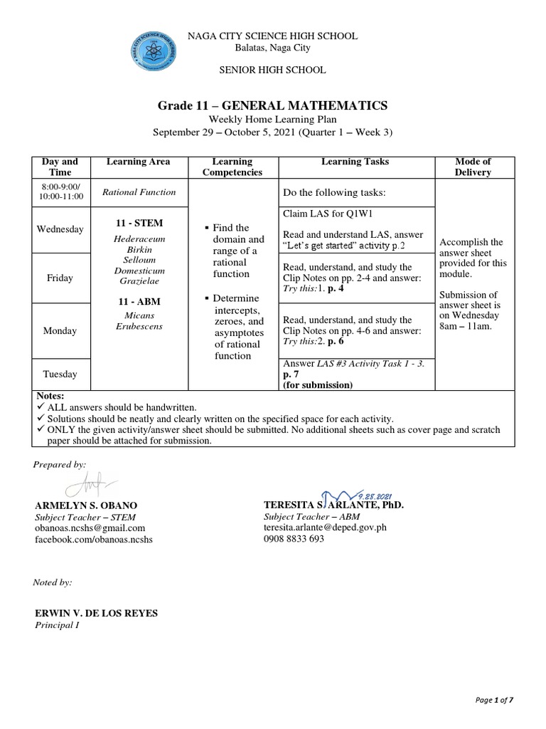 General Mathematics - Module #3 | PDF | Asymptote | Function (Mathematics)