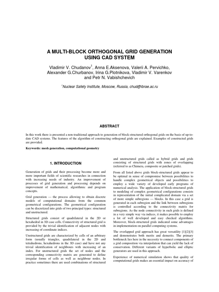 A Multi-Block Orthogonal Grid Generation Using Cad System | PDF ...