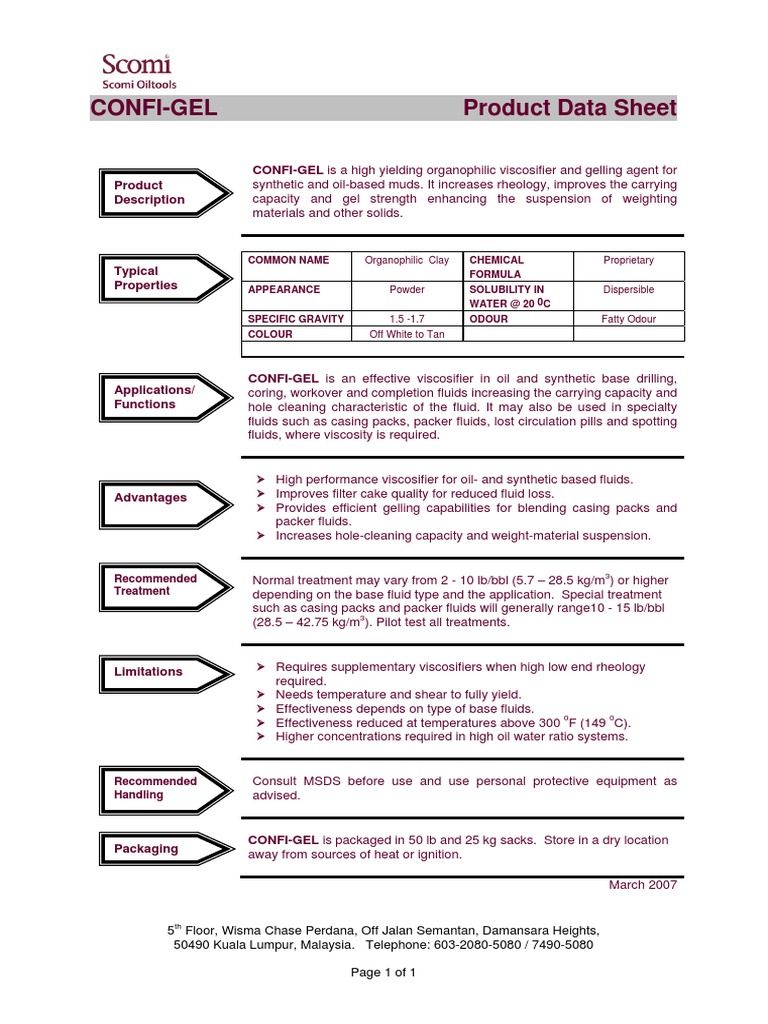 Confi-Gel Product Data Sheet | PDF | Rheology | Soft Matter