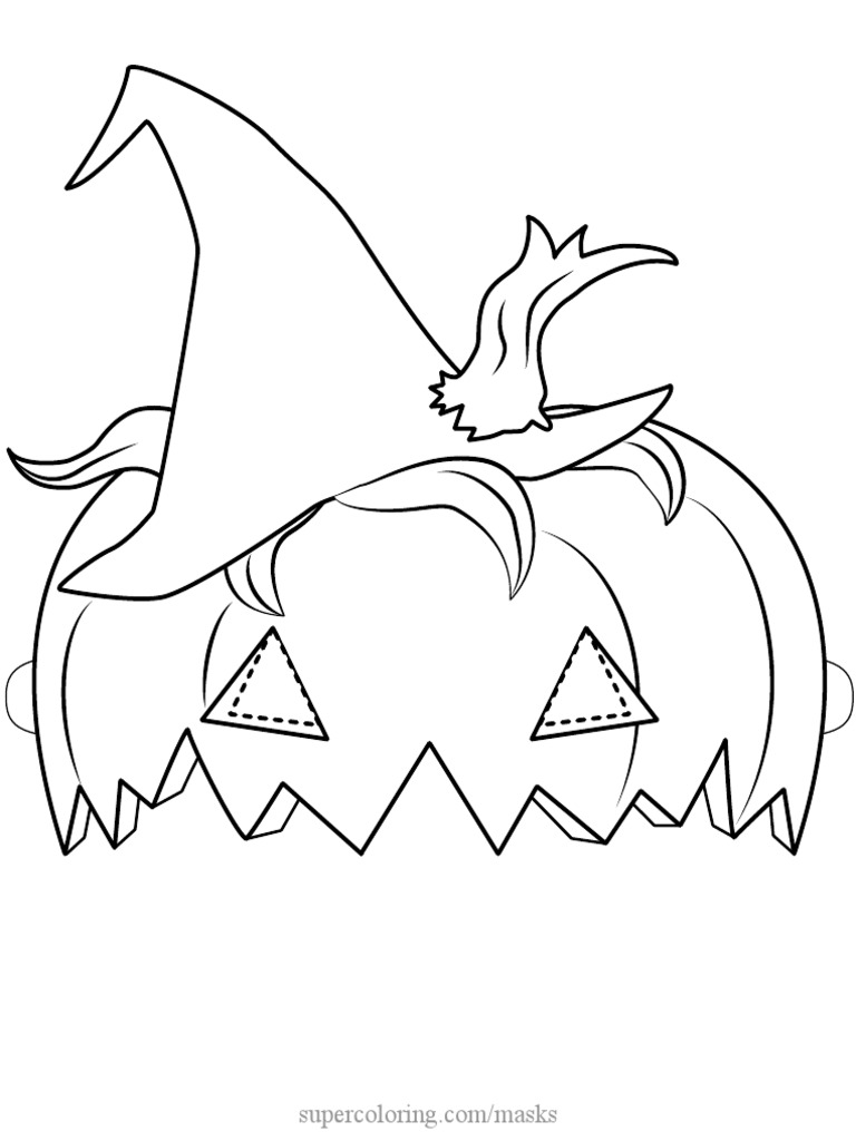 Halloween Pumpkin Mask Outline Paper Craft | PDF