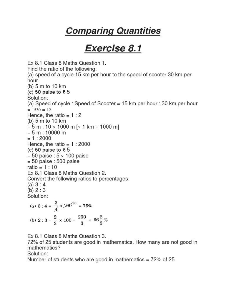 Comparing Quantities | PDF | Interest | Ratio
