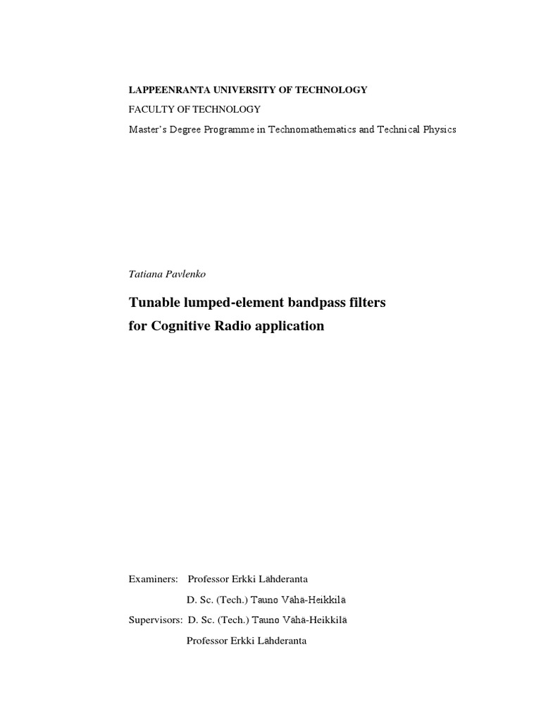 Tunable Lumped-Element Bandpass Filters | PDF | Electronic Filter | Low ...