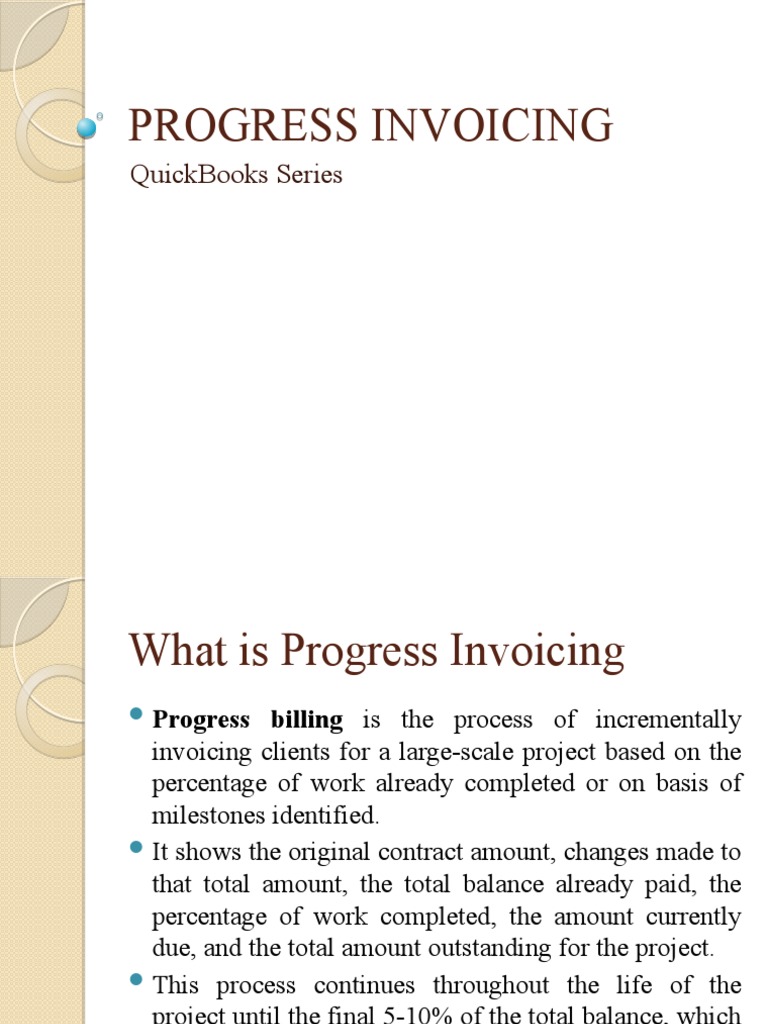 Progress Invoicing: Quickbooks Series | PDF | Payroll | Economies