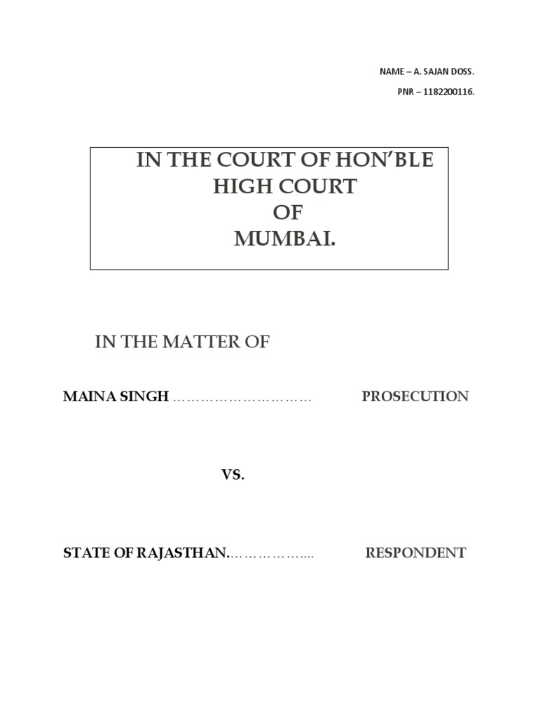 Criminal Law Moot Problem (1182200116) | PDF | Justice | Crime & Violence