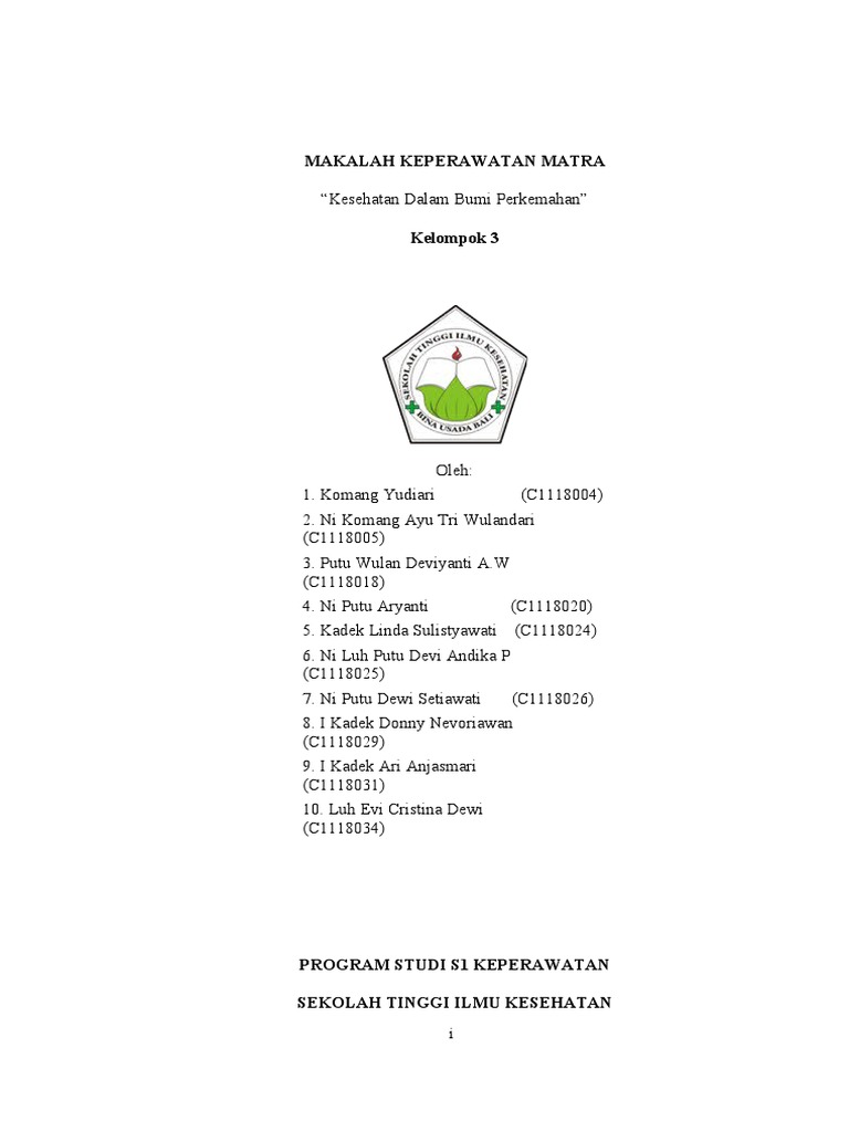 KEPERAWATAN MATRA KELOMPOK 3 SEMESTER 7C BUMI PERKEMAHAN-dikonversi ...