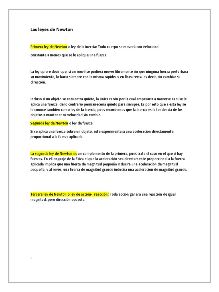 Las Leyes de Newton ACTIVIDAD 5 | PDF | Las leyes del movimiento de ...