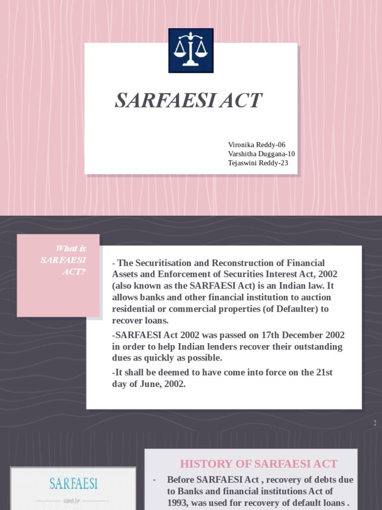 Sarfaesi Act PPT-1 | PDF | Security Interest | Loans