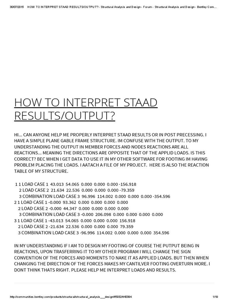 HOW TO INTERPRET STAAD RESULTS - OUTPUT - Structural Analysis and ...
