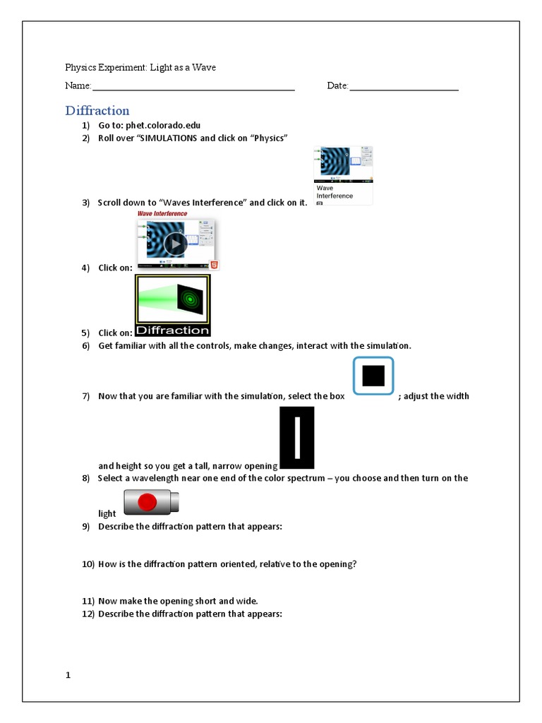 Physics Experiment: Light Wave Diffraction | PDF | Diffraction | Wavelength