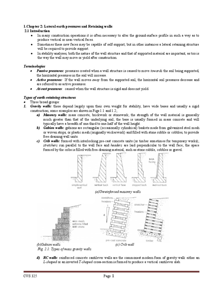Understanding Earth Pressures and Retaining Wall Design | PDF | Civil ...