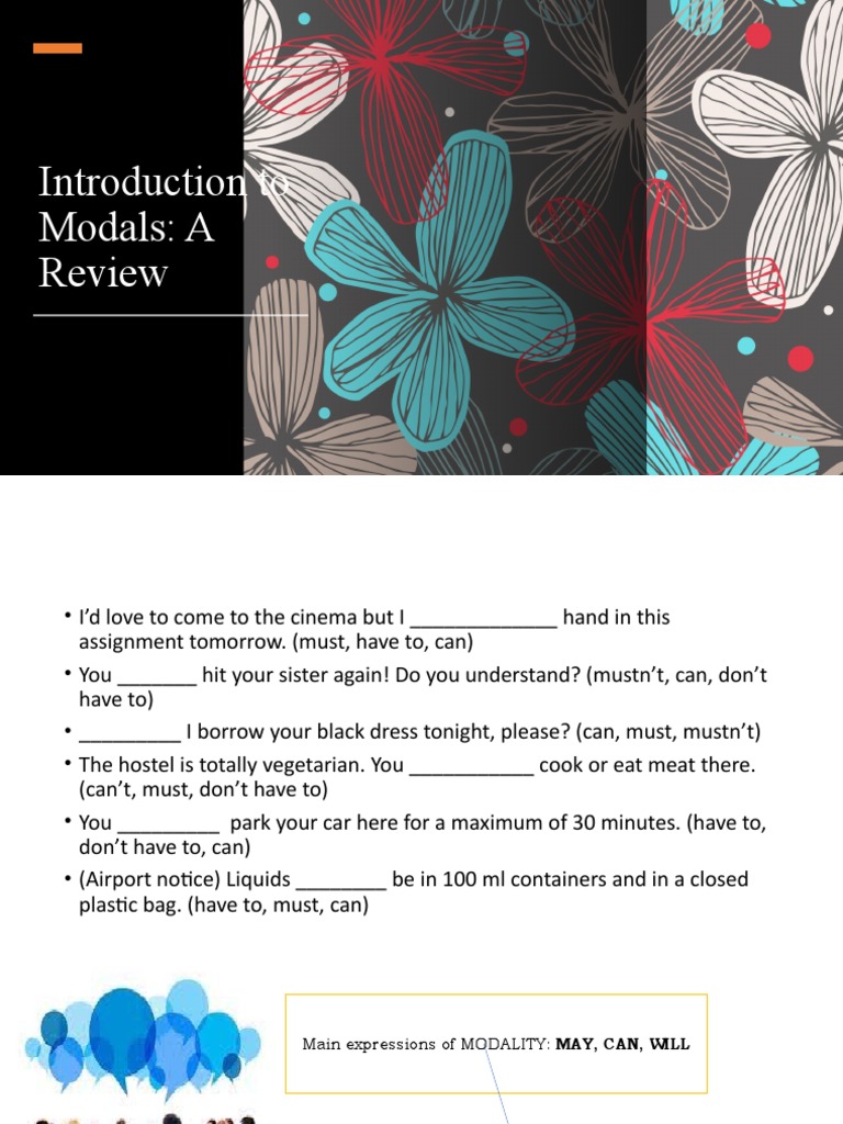 Introduction To Modals REVIEW | PDF | Language Mechanics | Linguistics