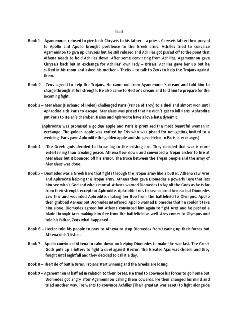 Iliad Summary | PDF | Iliad | Paris (Mythology)