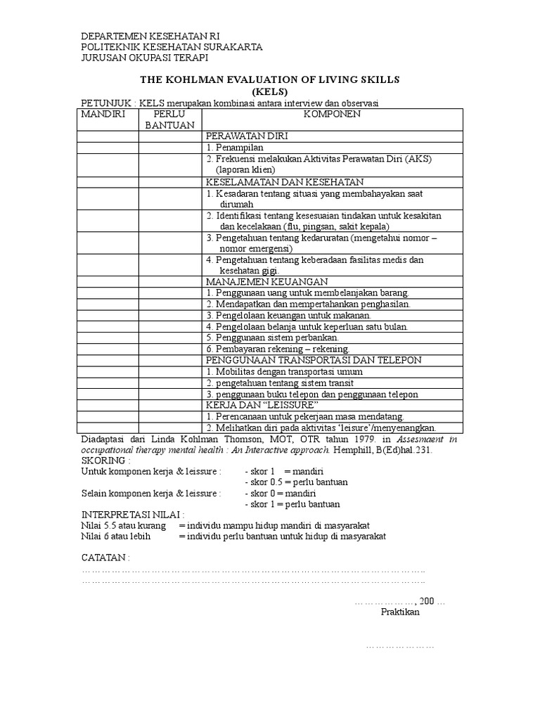 Evaluasi Keterampilan Hidup KELS | PDF