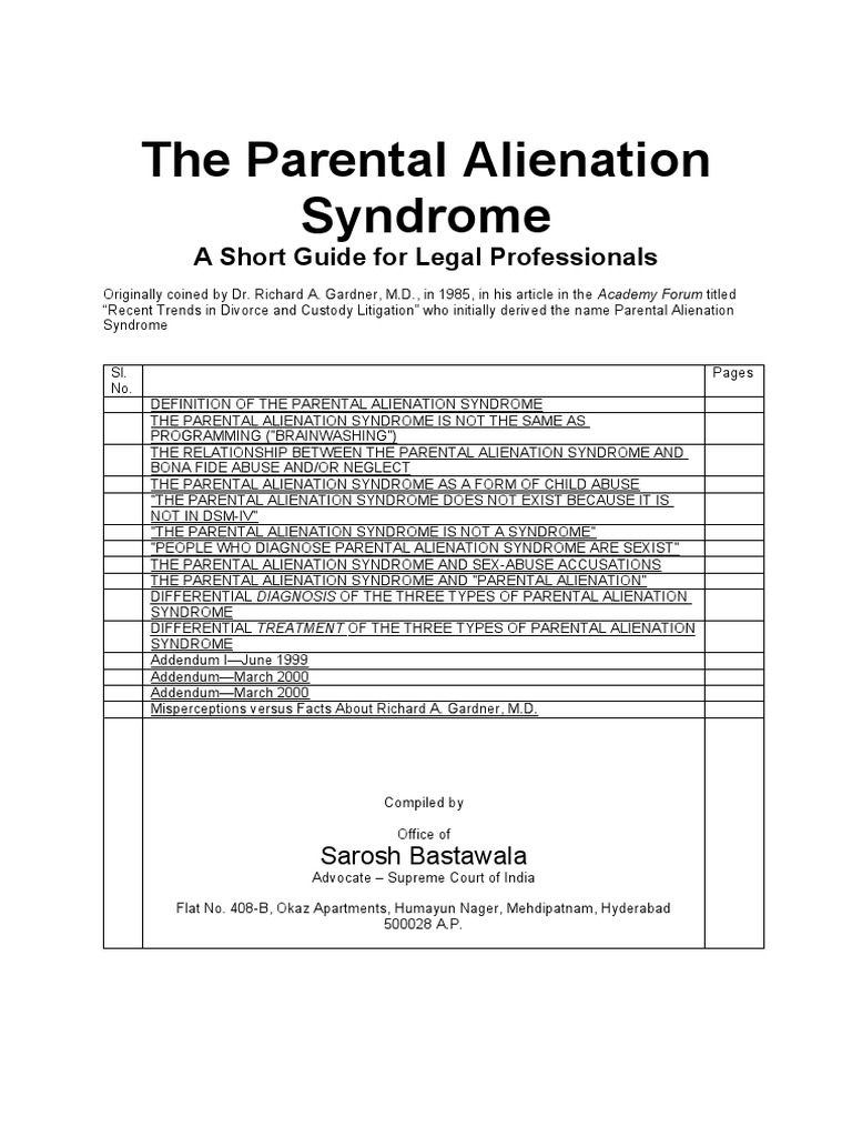 Short Guide - The Parental Alienation Syndrome | PDF | Divorce | Human ...