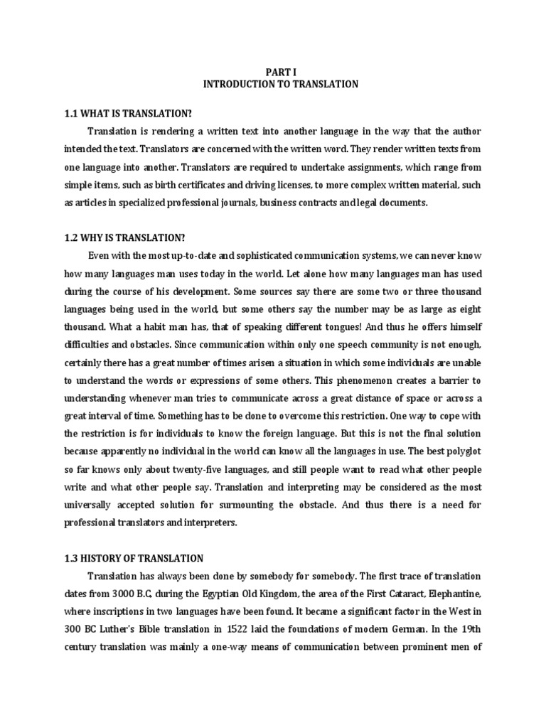 Introduction To Translation 1.1 What Is Translation? | PDF ...
