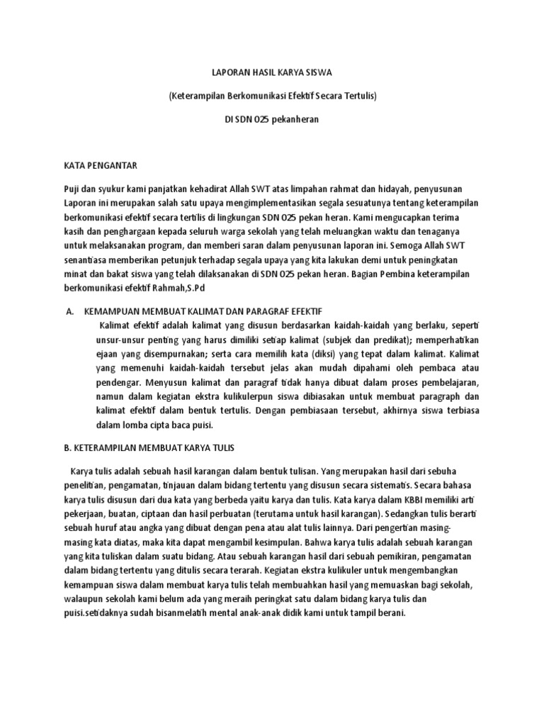 1 Laporan Hasil Karya Siswa | PDF | Karier & Perkembangan | Kajian Bahasa Asing