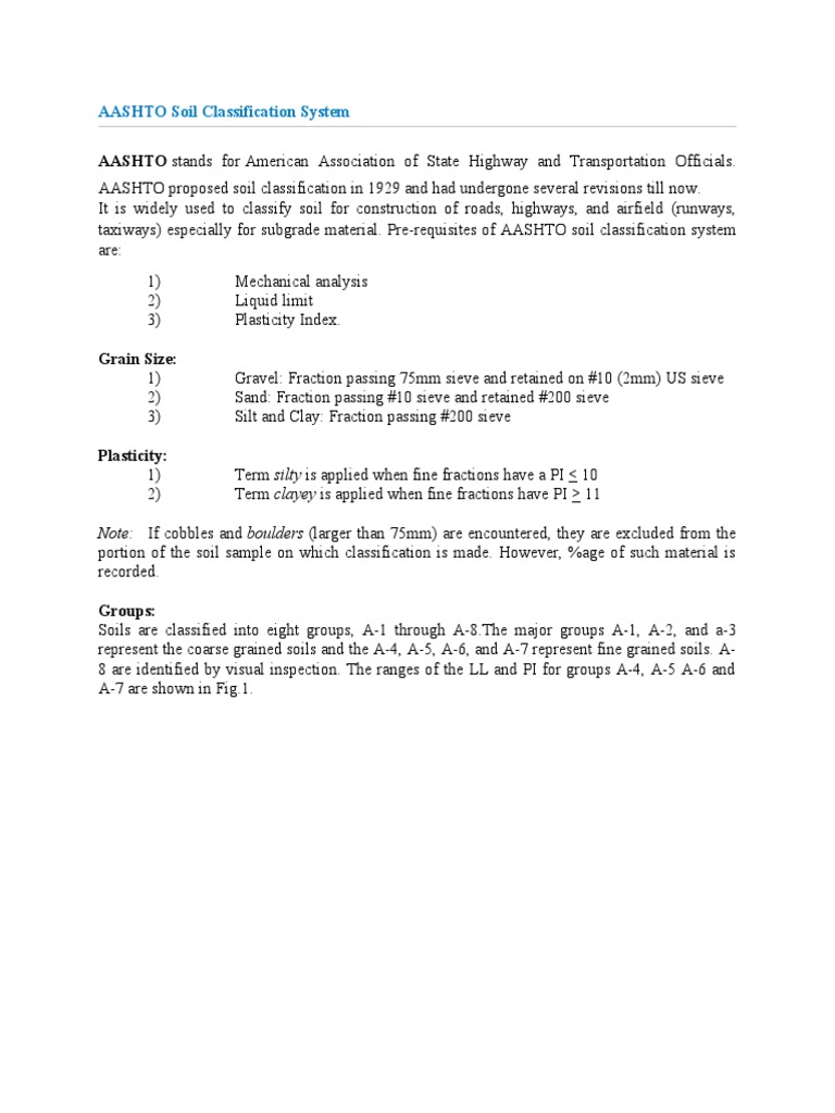 AASHTO Soil Classification Overview | PDF | Sand | Silt
