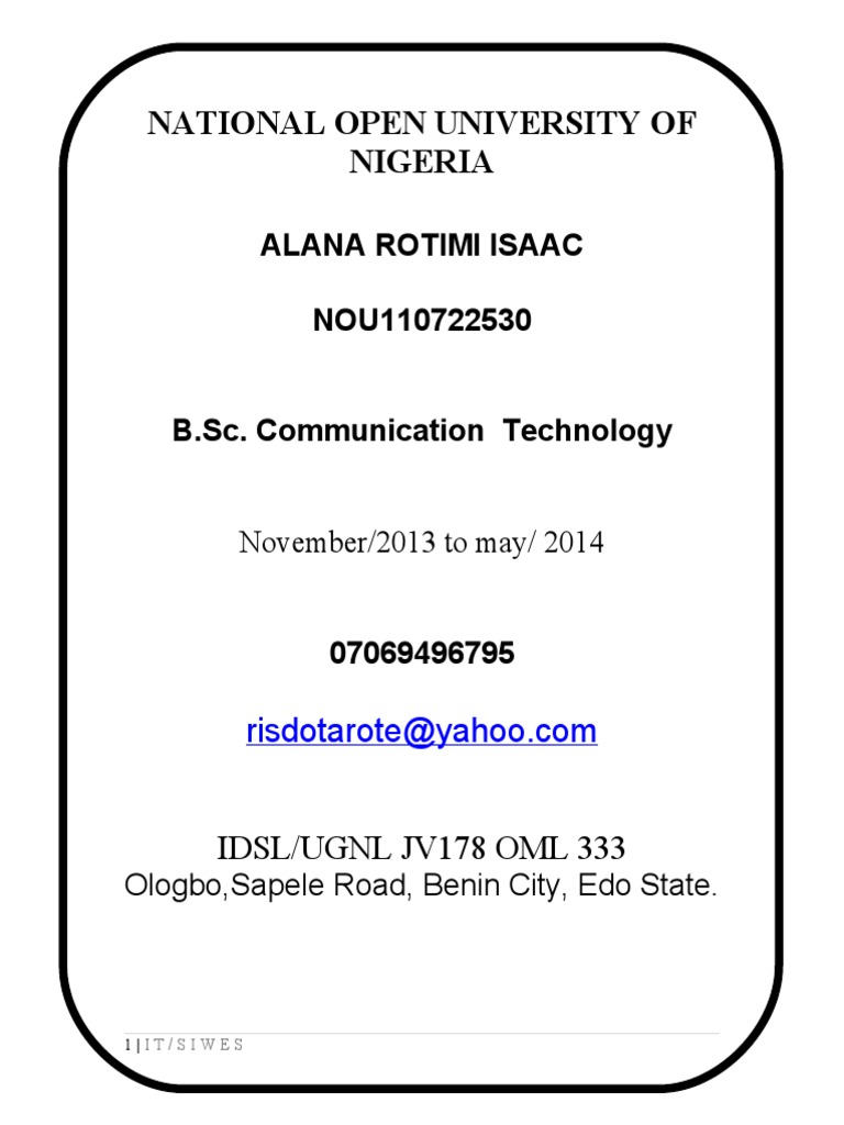 National Open University of Nigeria | PDF | Computer File | Microsoft Excel