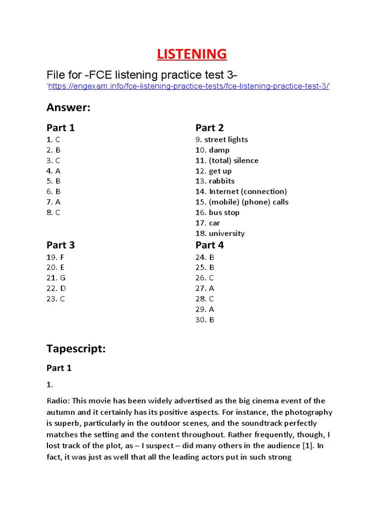 FCE Listening Practice Test 3 | PDF