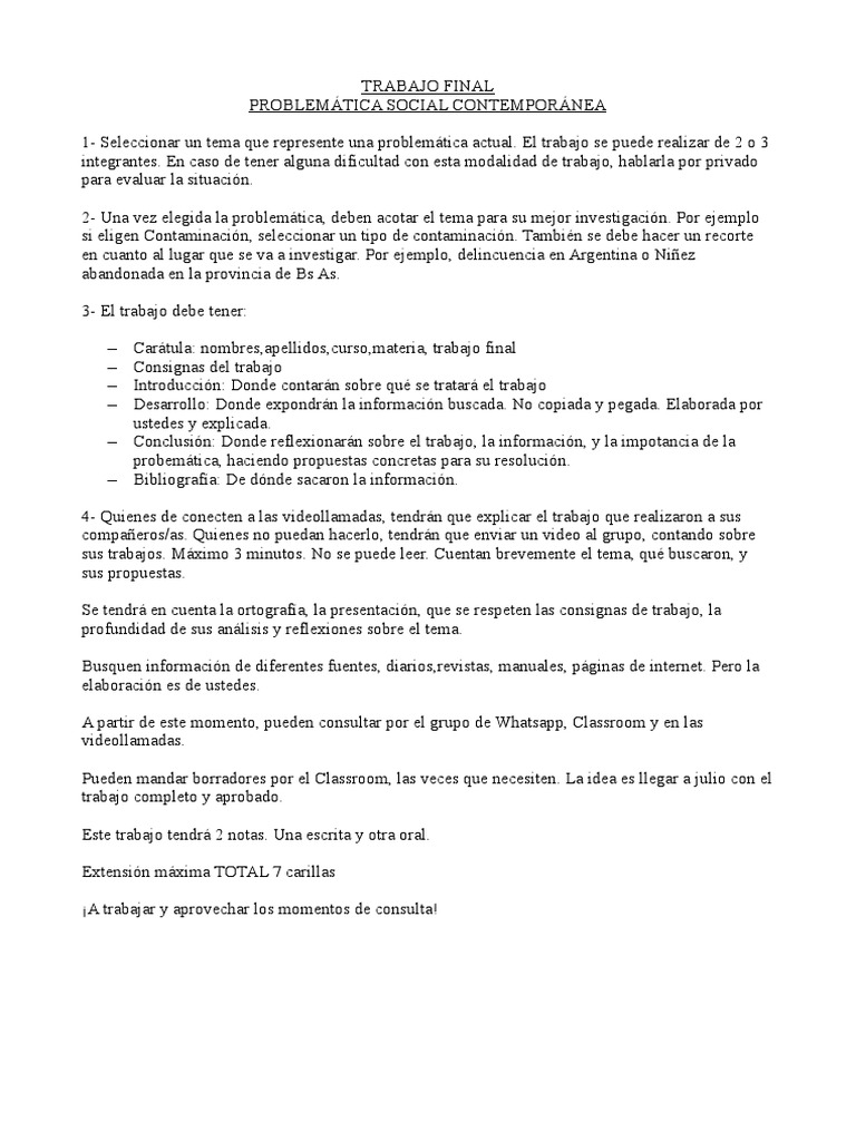 Trabajo Final Problemática Social | PDF