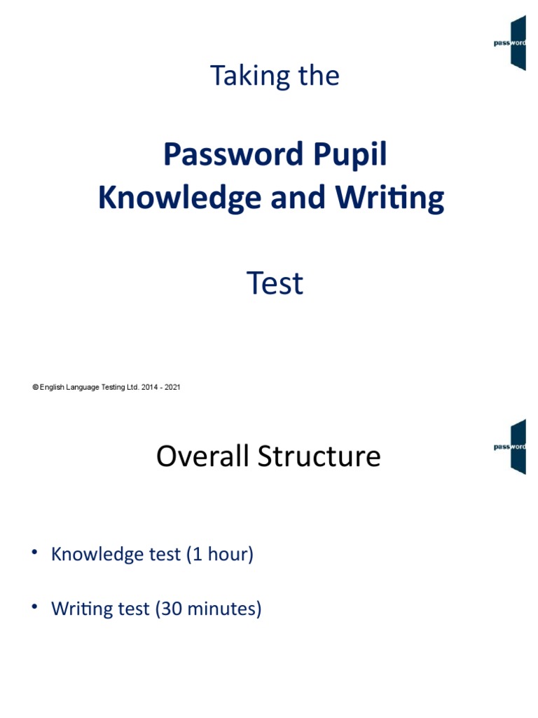 Taking The Password Pupil Knowledge and Writing Test January 2021 | PDF ...