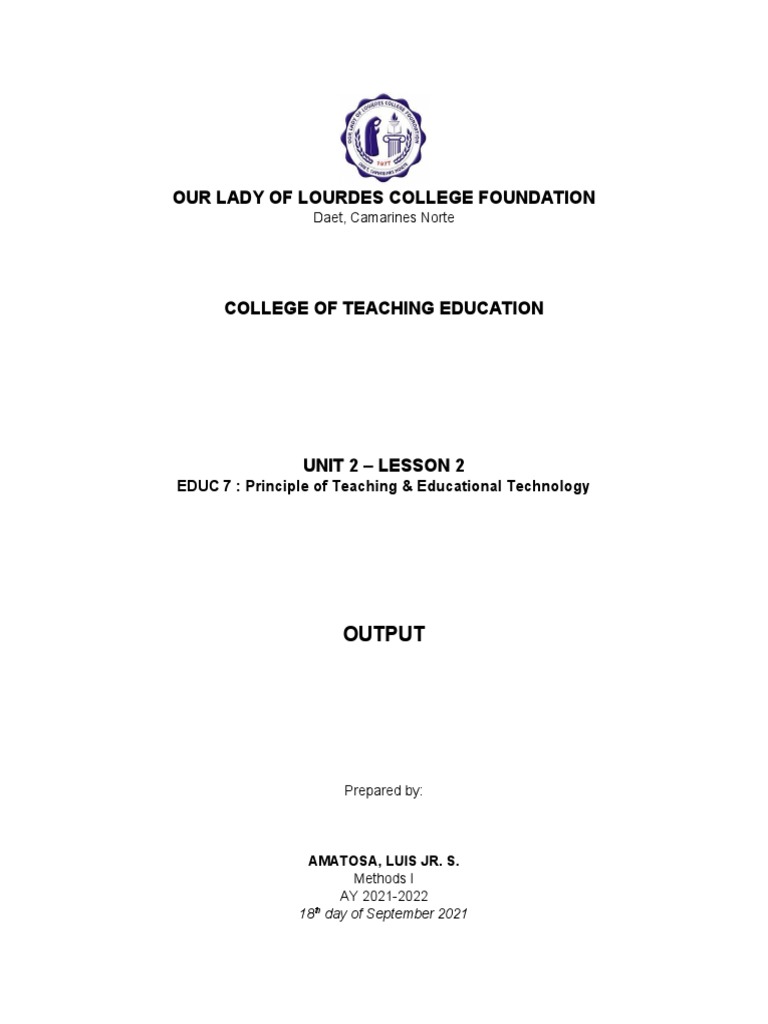 EDUC 7 - Module 2 (Principle of Teaching & Educ. Tech.) | PDF ...