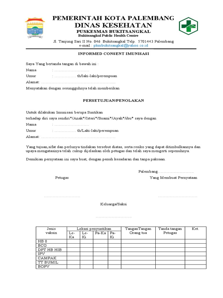 Informed Consent Imunisasi | PDF