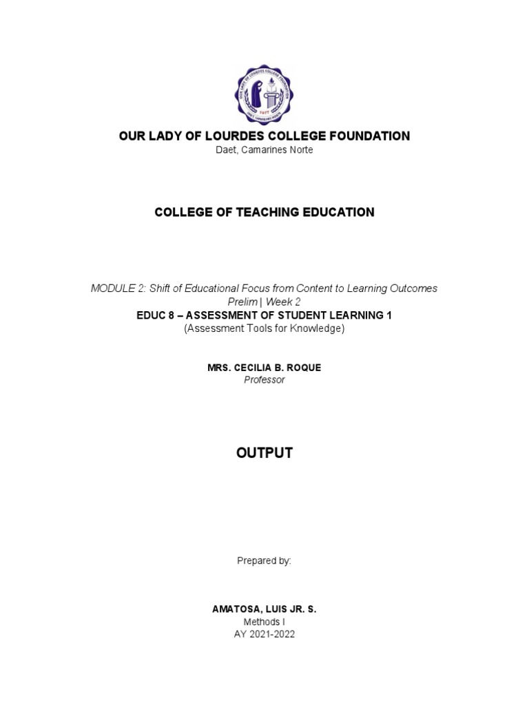 EDUC 8 - Module 2 (Assessment in Student Learning 1) | PDF | Learning ...