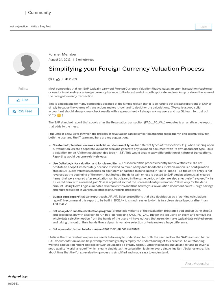 Simplifying Your Foreign Currency Valuation Process - SAP Blogs | PDF ...