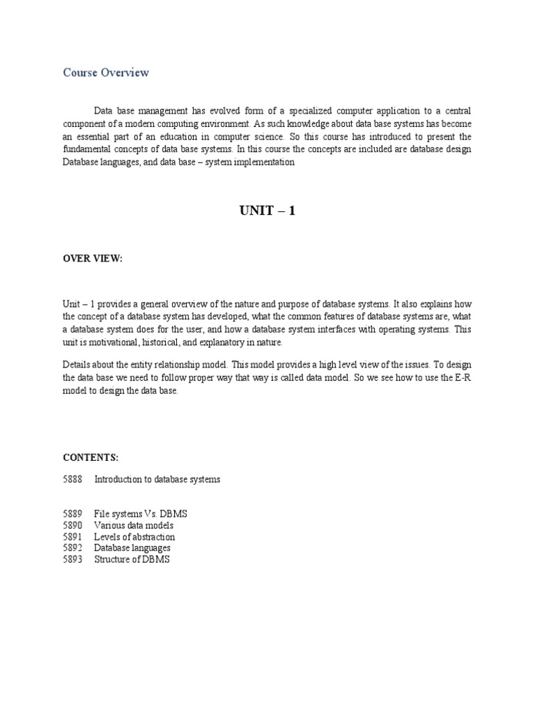 Unit1 And2 Dbms | PDF | Relational Database | Databases