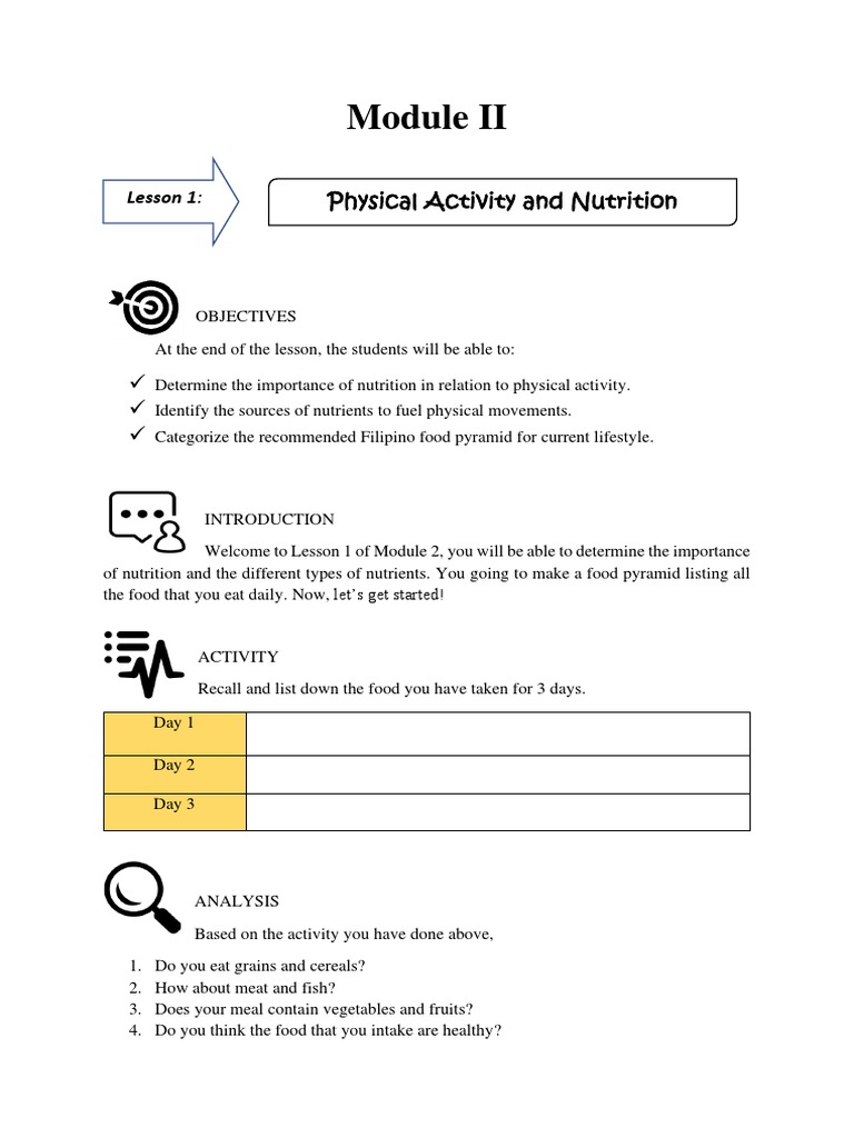 Nutrition and Physical Activity Lesson | PDF | Carbohydrates | Nutrients